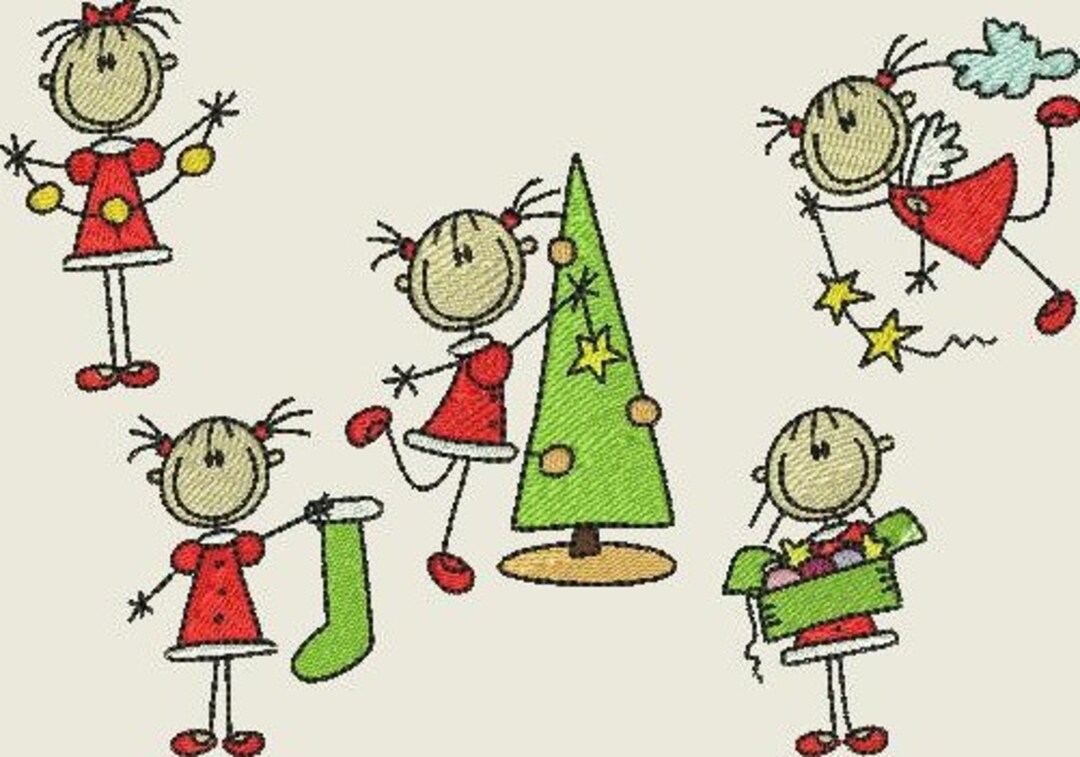 Embroidery File Stick Figure Christmas Machine Embroidery 239 - Etsy