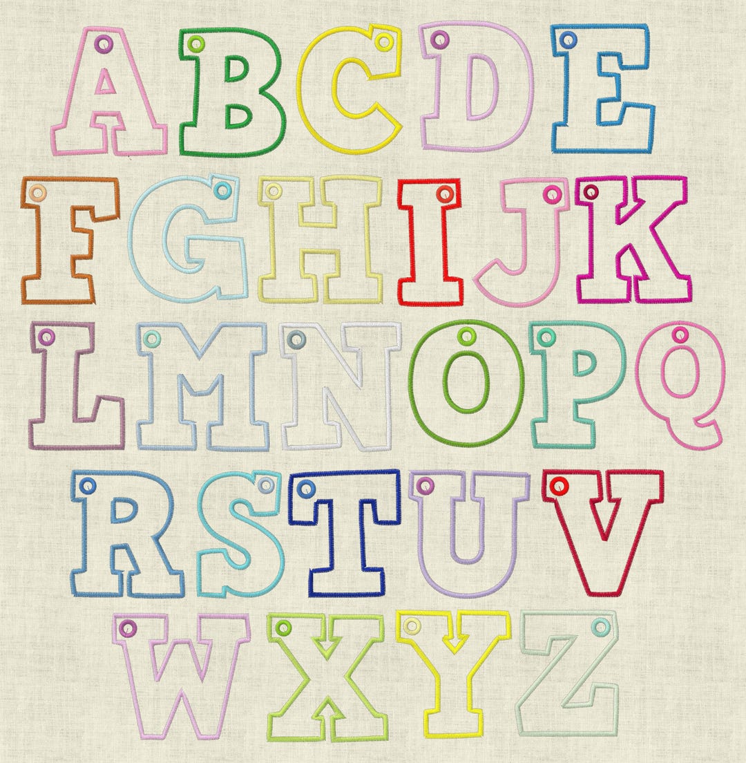 Embroidery File ABC Letters Font Keyring Approx. 63 Mm Application ...