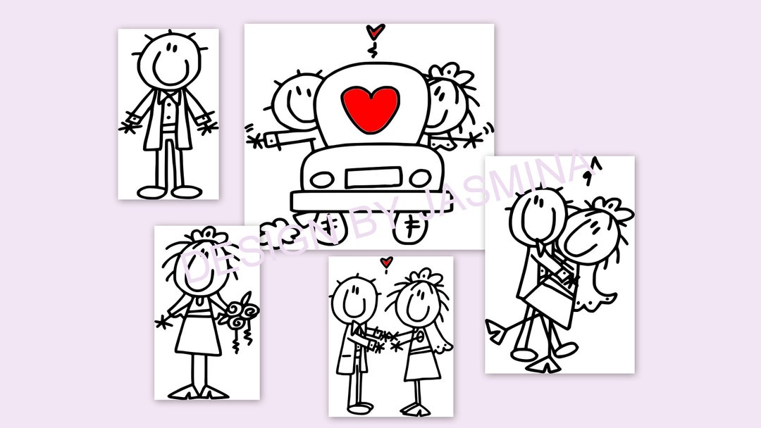 Plotter File Wedding Stick Figure / Car Bridal Couple Bride Groom - Etsy