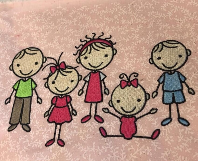 Embroidery File Stick Figure Family 1 With Dog Set 196 Machine ...
