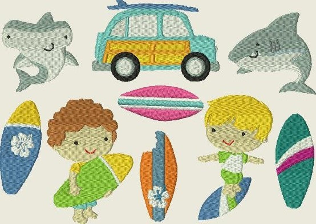Embroidery File Surfing Holiday Sun Beach and Sea 308 Machine ...