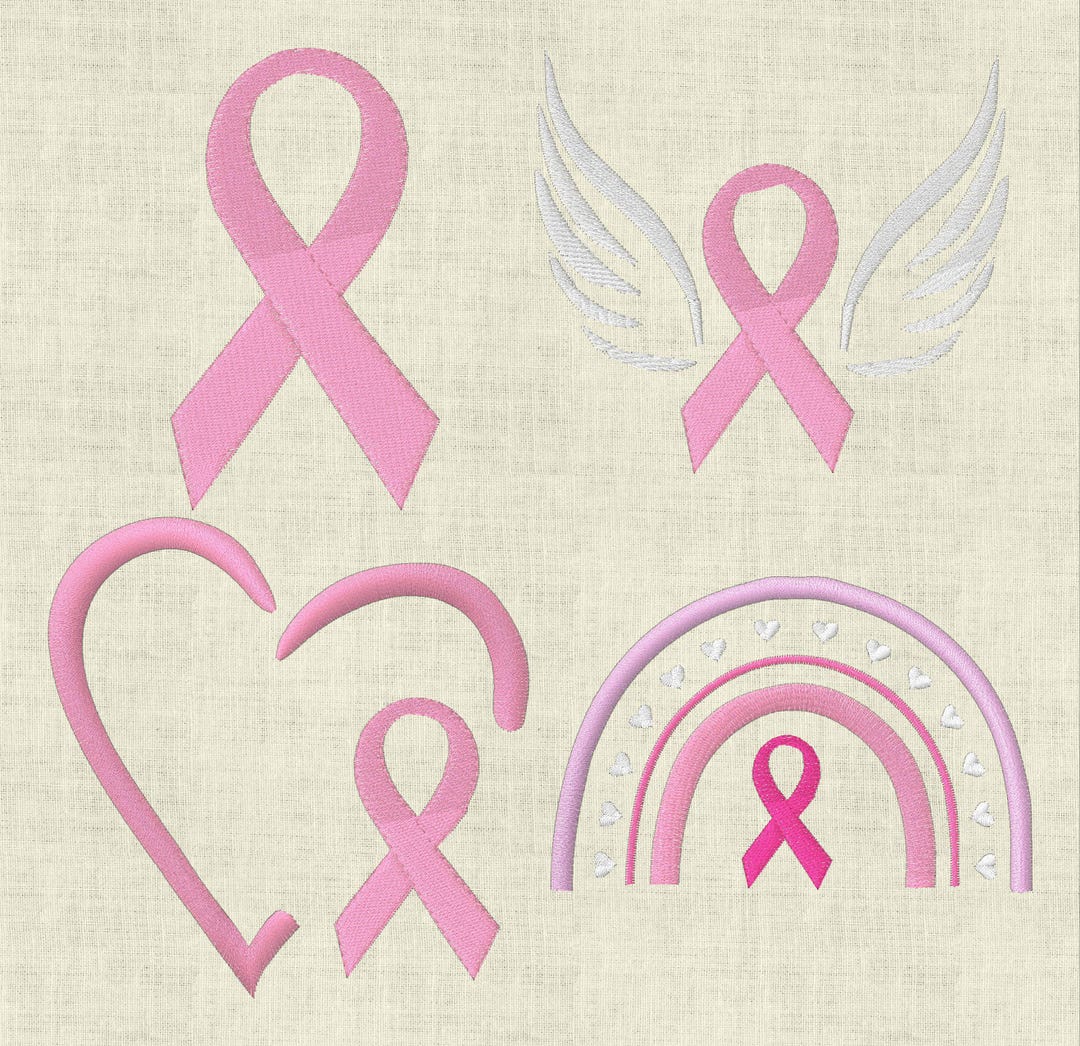Embroidery File Embroidery Pattern * Breast Cancer Ribbon Heart Rainbow ...