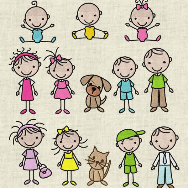 Stick Figure Embroidery Design - Etsy