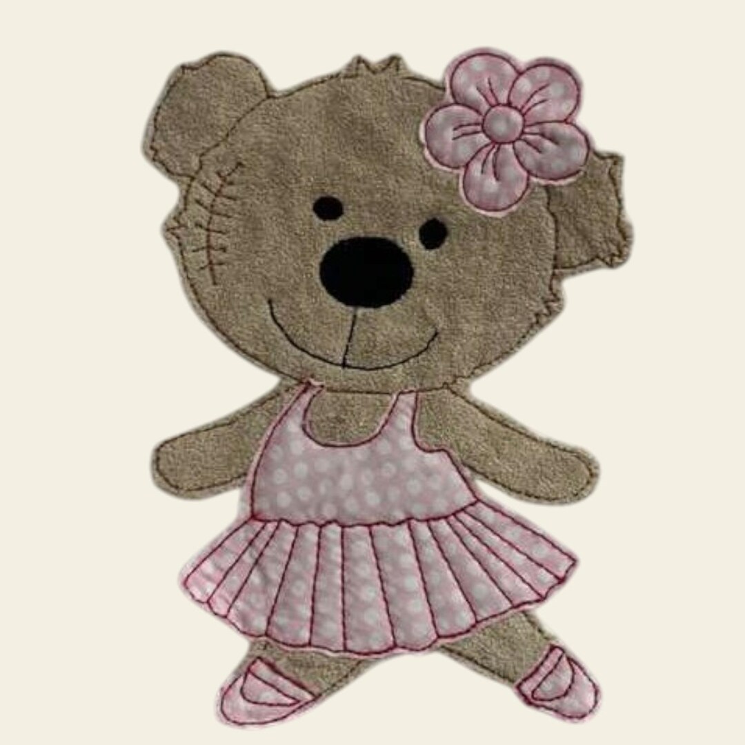 Embroidery File Doodle Girl Teddy Bear, Ballerina / Dancer Machine ...