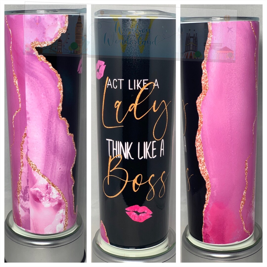 Lady Boss Gift Act Like a Lady Think Like a Boss 20oz Skinny Tumbler ...