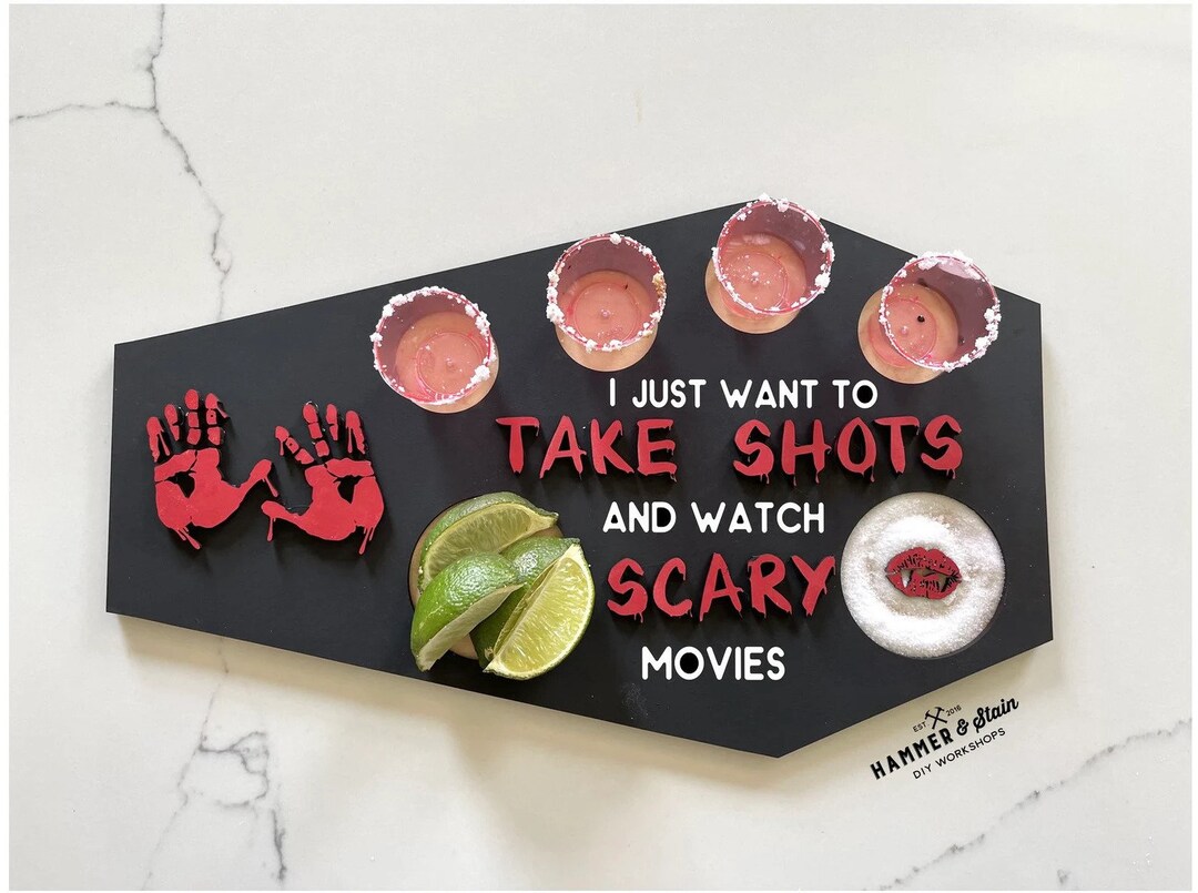 Scary Movies Tequila/ Shot Tray/ Halloween Tray/ Alcohol/ Trays - Etsy