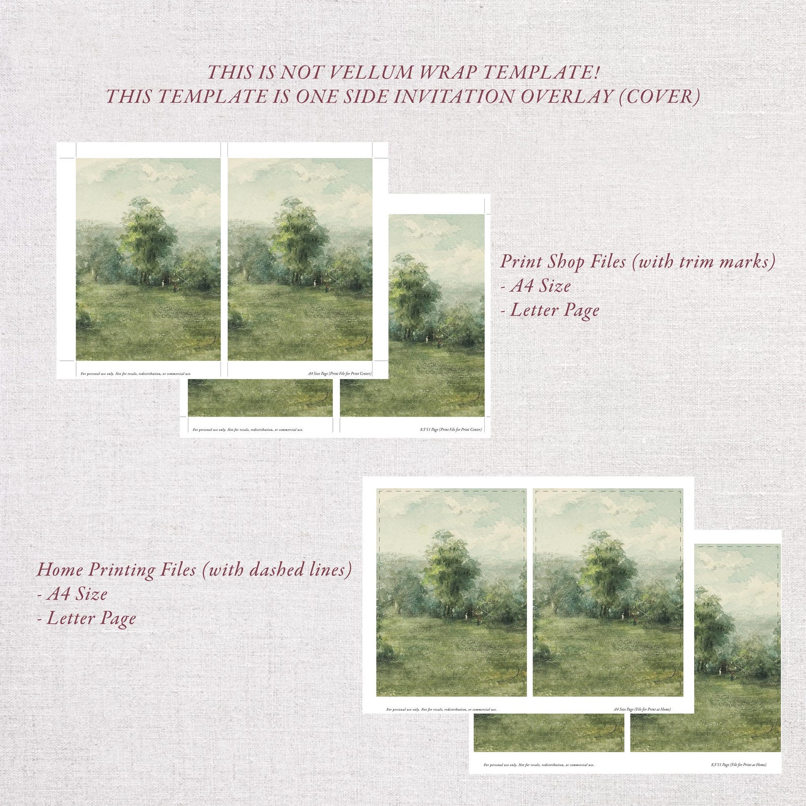 Printable Vellum Overlay, Digital Download Wedding Vellum Overlay, 5x7 ...