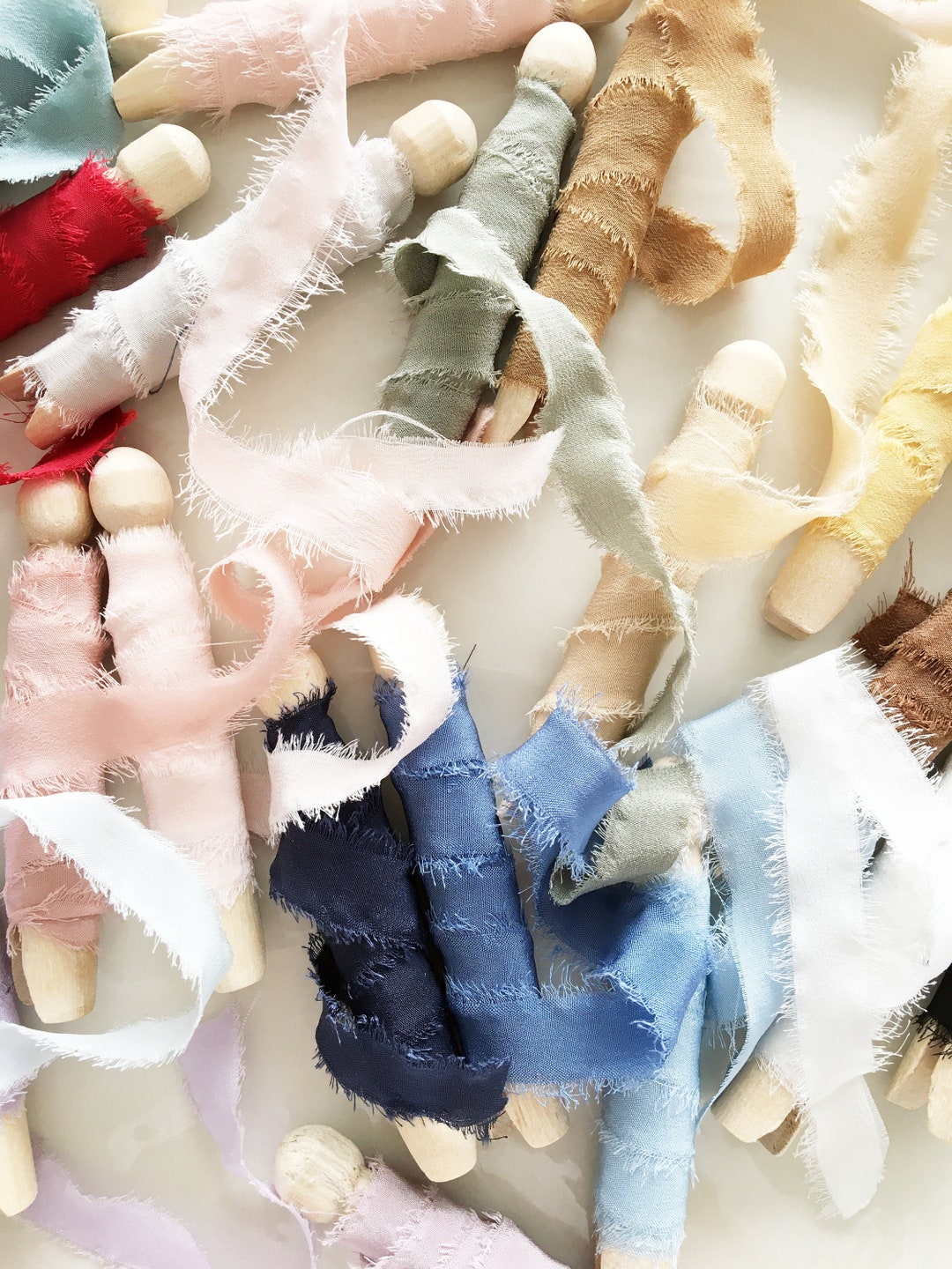 Hand Dyed Luxury SILK CREPE Ribbon, Original Silk Ribbon, Raw Edge ...