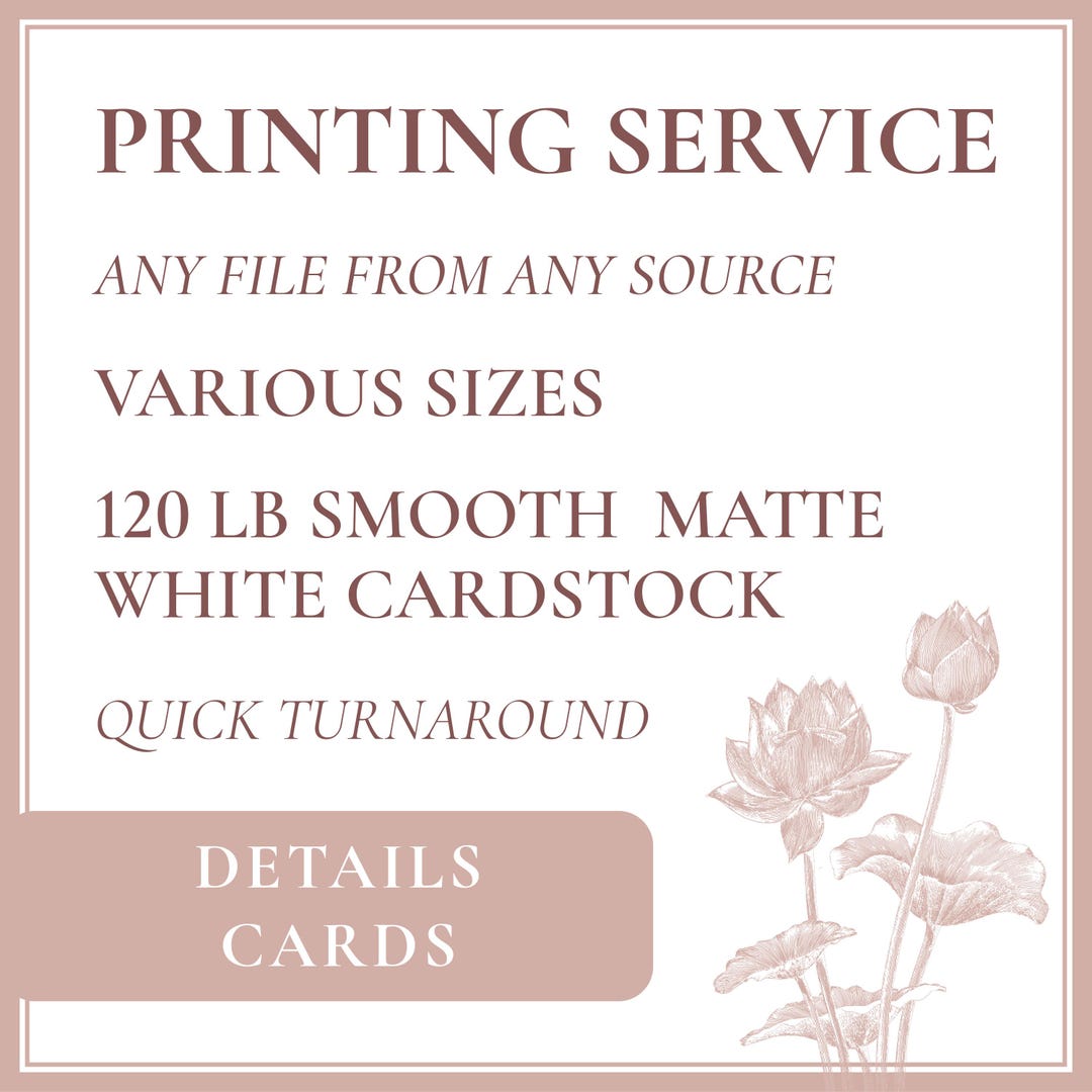 Details Card Printing, Printed Wedding Details Cards, Custom Insert ...