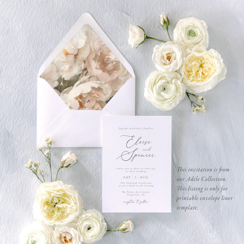 Printable Envelope Liner, Wedding Envelope Liner Digital, Envelope ...