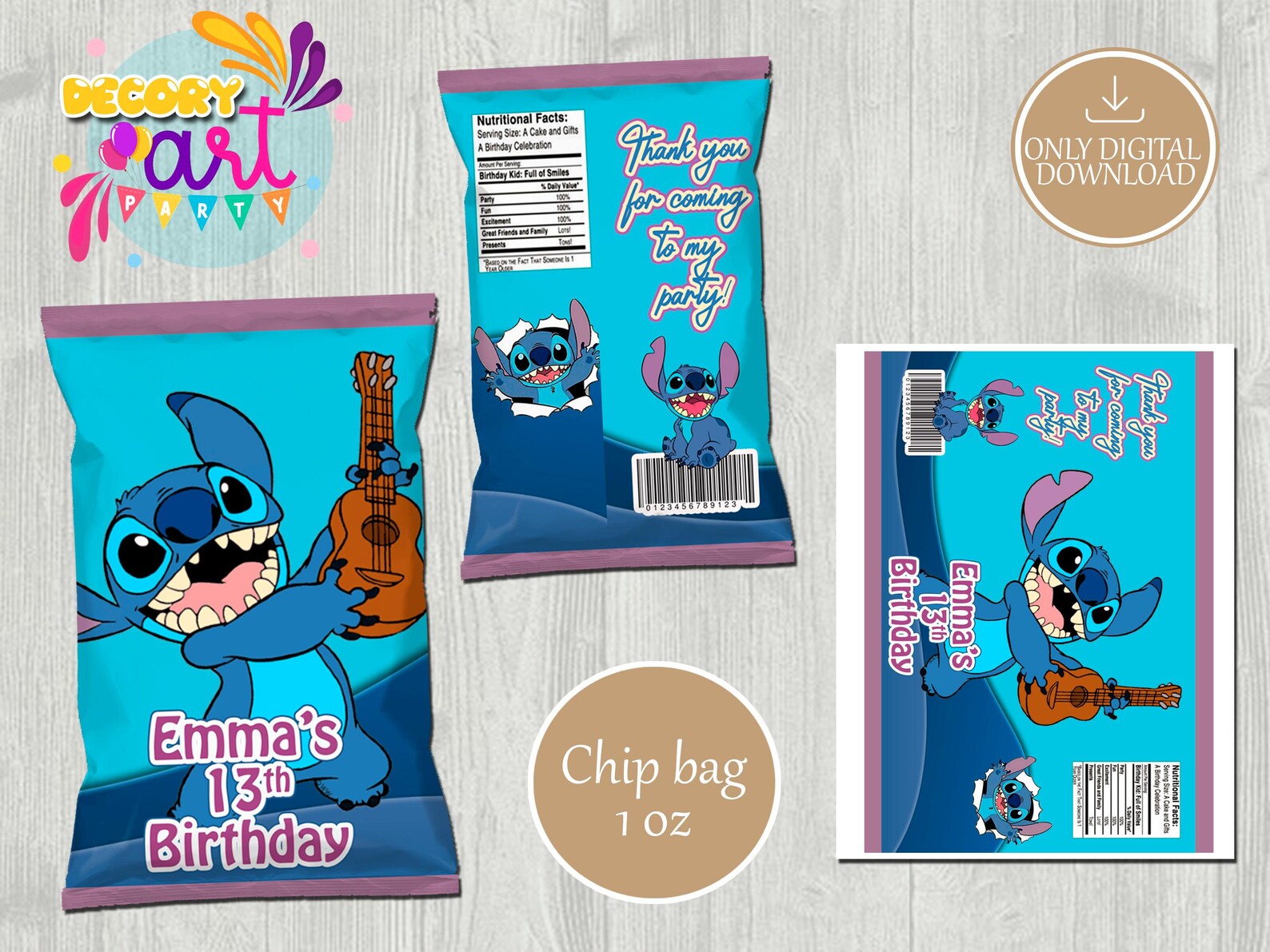 Stitch Pack - Chip Bag - Lollipop - Favor Bag- Juice Label - Printables ...