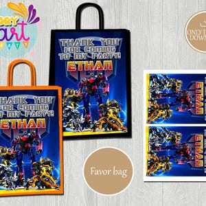 Transformers Pack - Chip Bag - Lollipop - Favor Bag- Juice Label ...