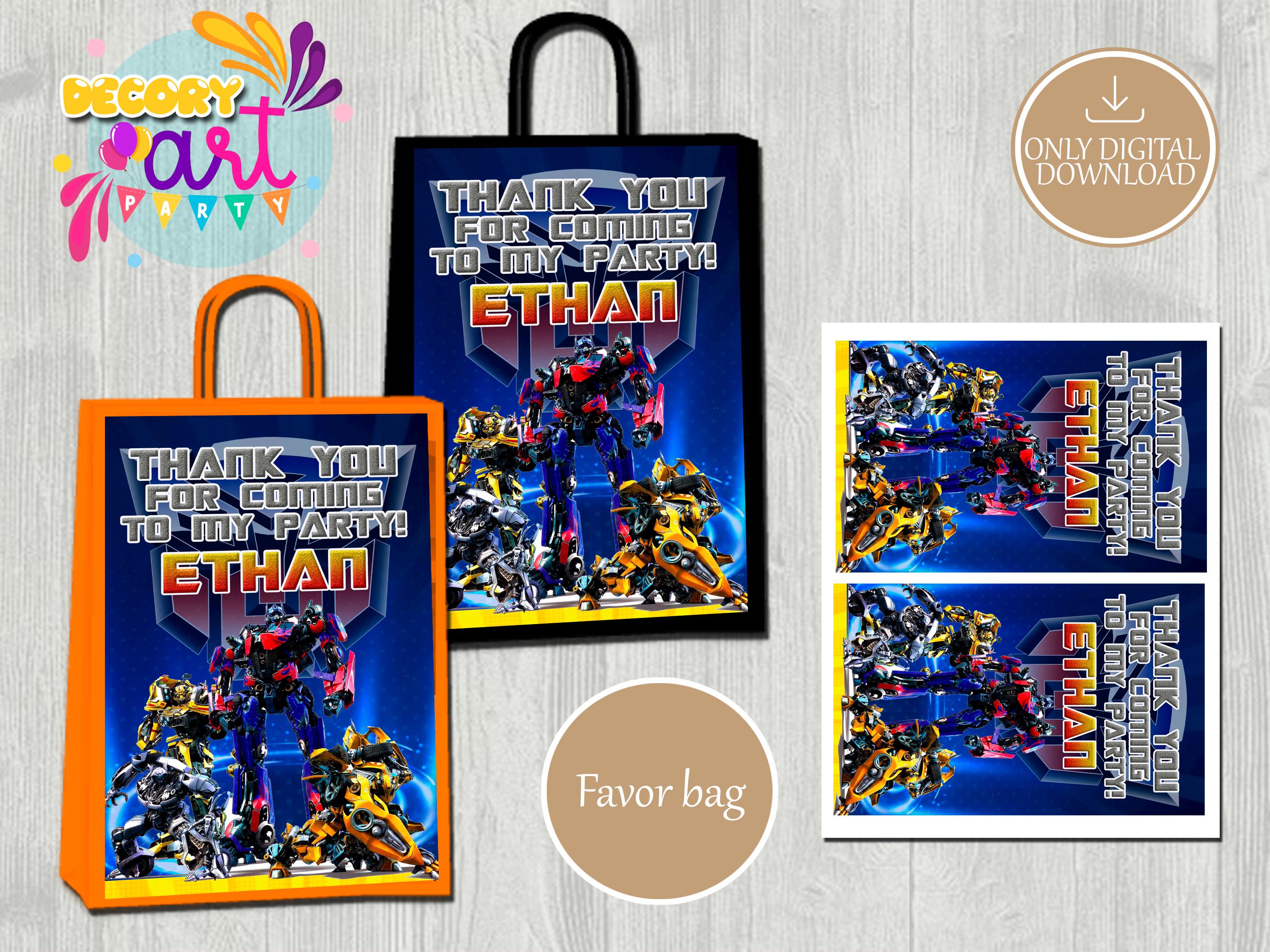 Transformers Pack - Chip Bag - Lollipop - Favor Bag- Juice Label ...
