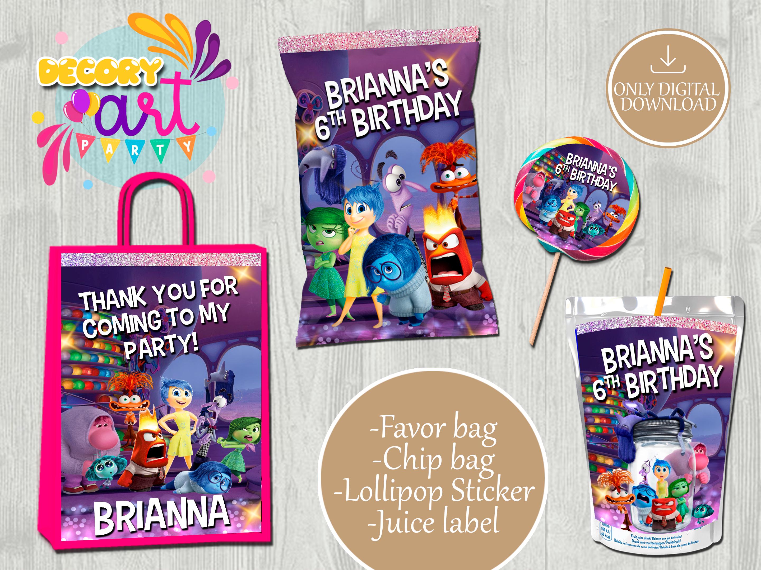 Inside Out Pack - Chip Bag - Lollipop - Favor Bag- Juice Label ...
