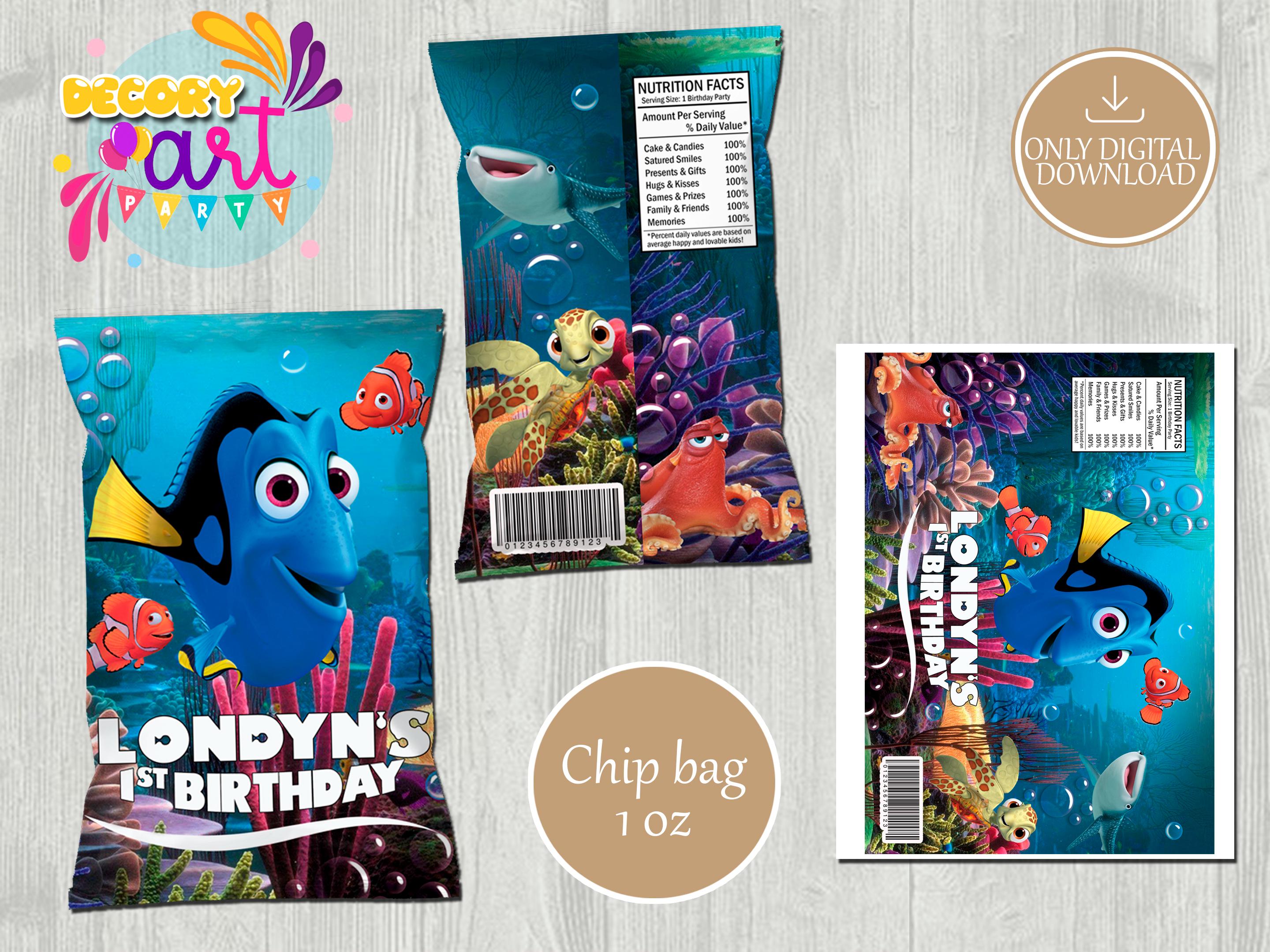 Finding Dory - Nemo Pack - Chip Bag - Lollipop - Favor Bag- Juice Label ...