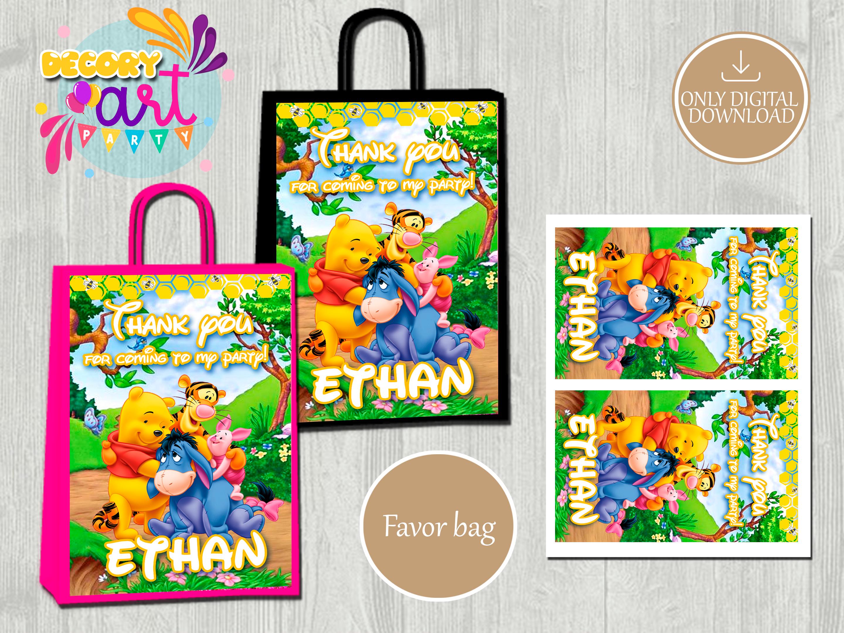 Winnie Pooh Pack Chip Bag Lollipop Favor Bag Juice Label Printables ...