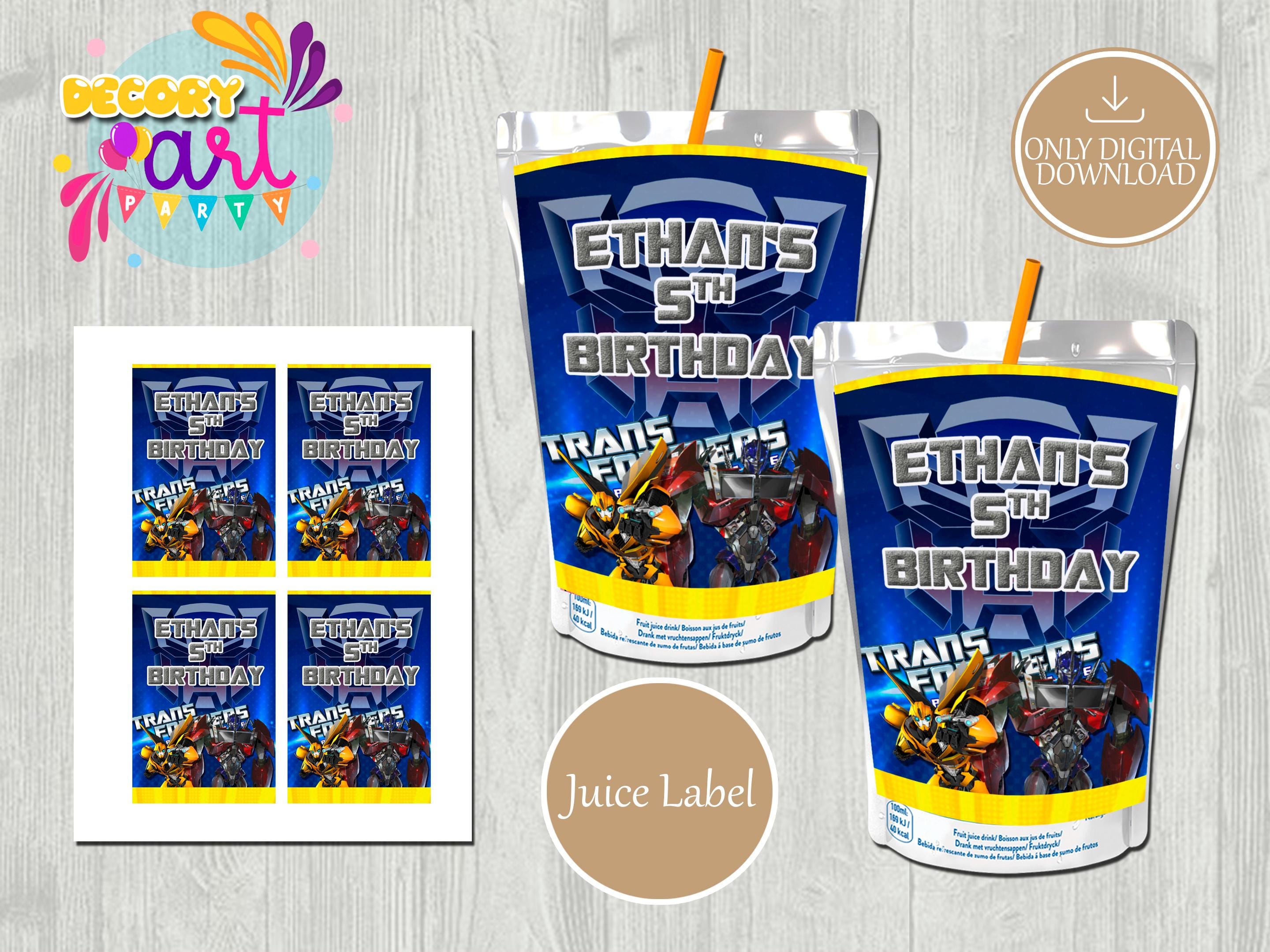 Transformers Pack - Chip Bag - Lollipop - Favor Bag- Juice Label - Printables - Birthday Party ...
