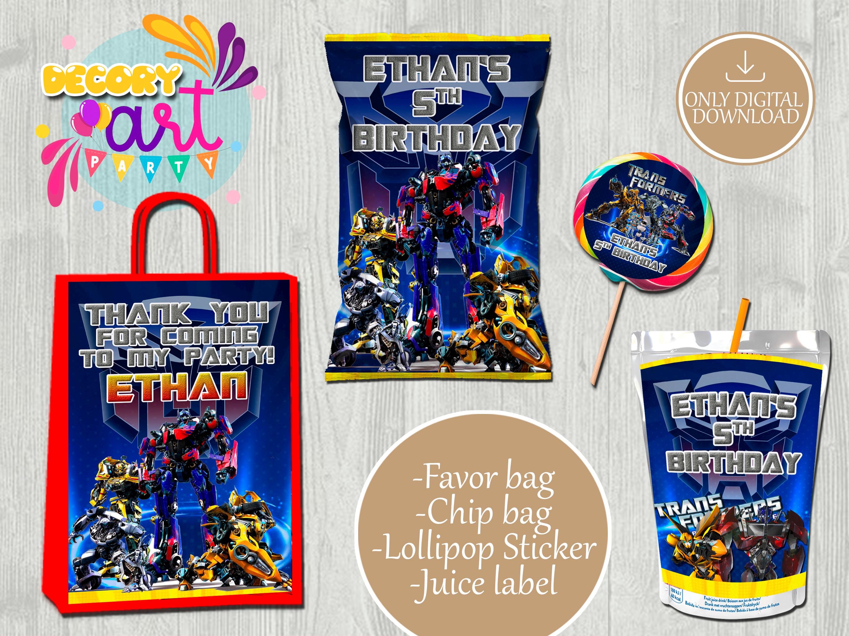 Transformers Pack - Chip Bag - Lollipop - Favor Bag- Juice Label ...
