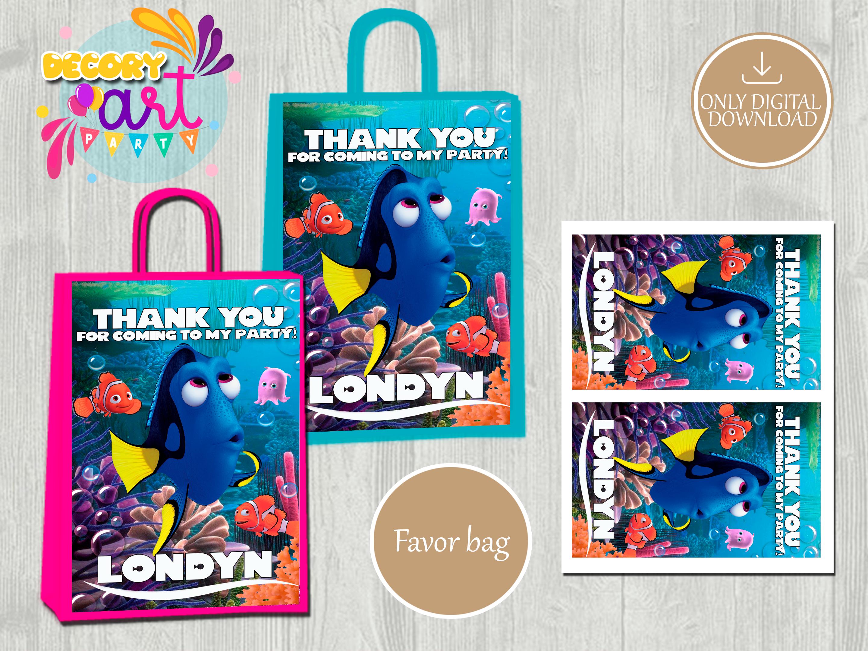 Finding Dory - Nemo Pack - Chip Bag - Lollipop - Favor Bag- Juice Label ...