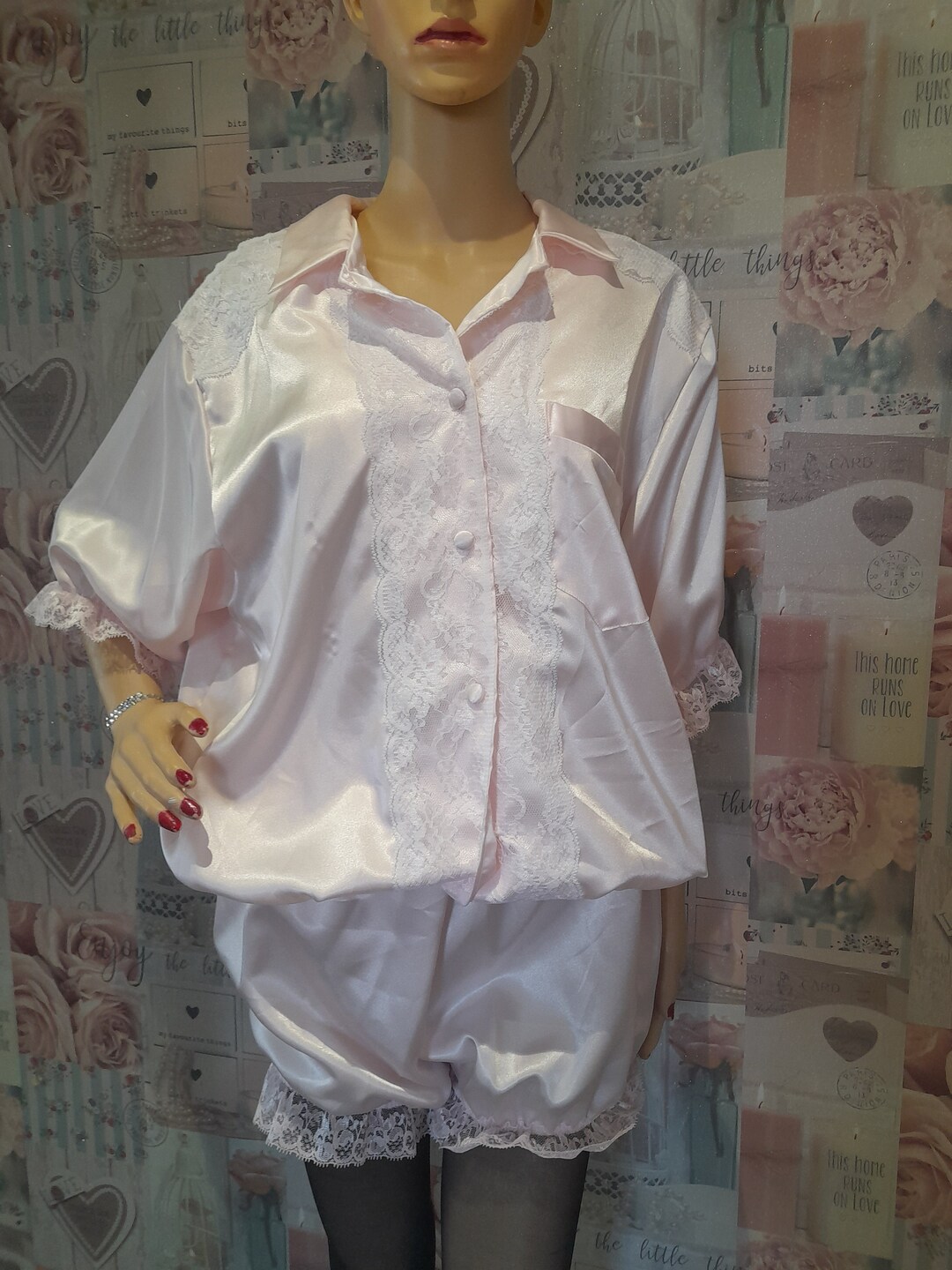 Satin AB/DL Short Bloomers Sleepsuit Romper Suit Adult Baby Sissy Girl ...