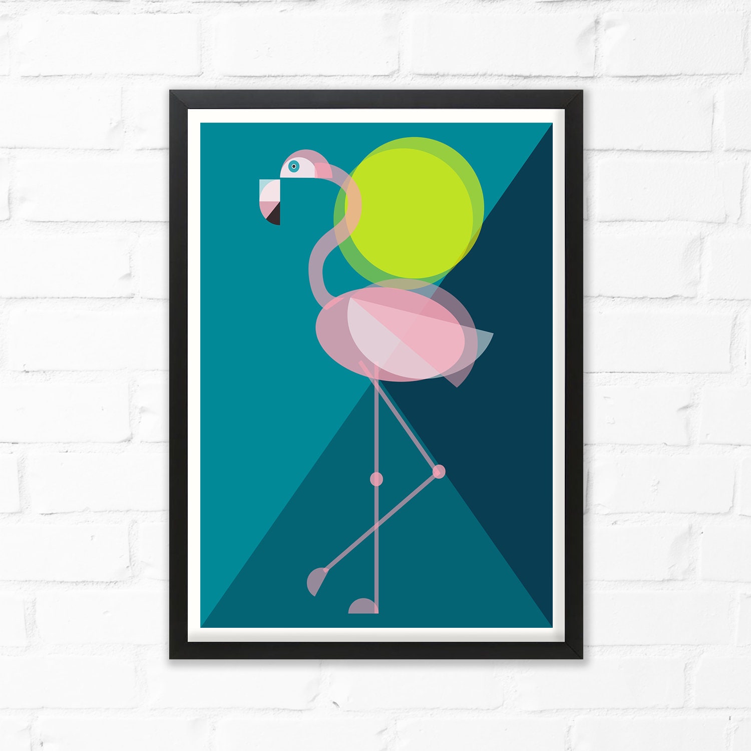 Mid Century Flamingo Fine Art Print. Mid Century Modern - Etsy