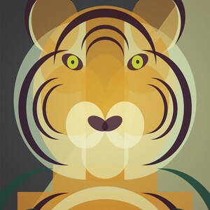 Mid Century Tiger Fine Art Print. Mid Century Modern Design. Wall Art ...