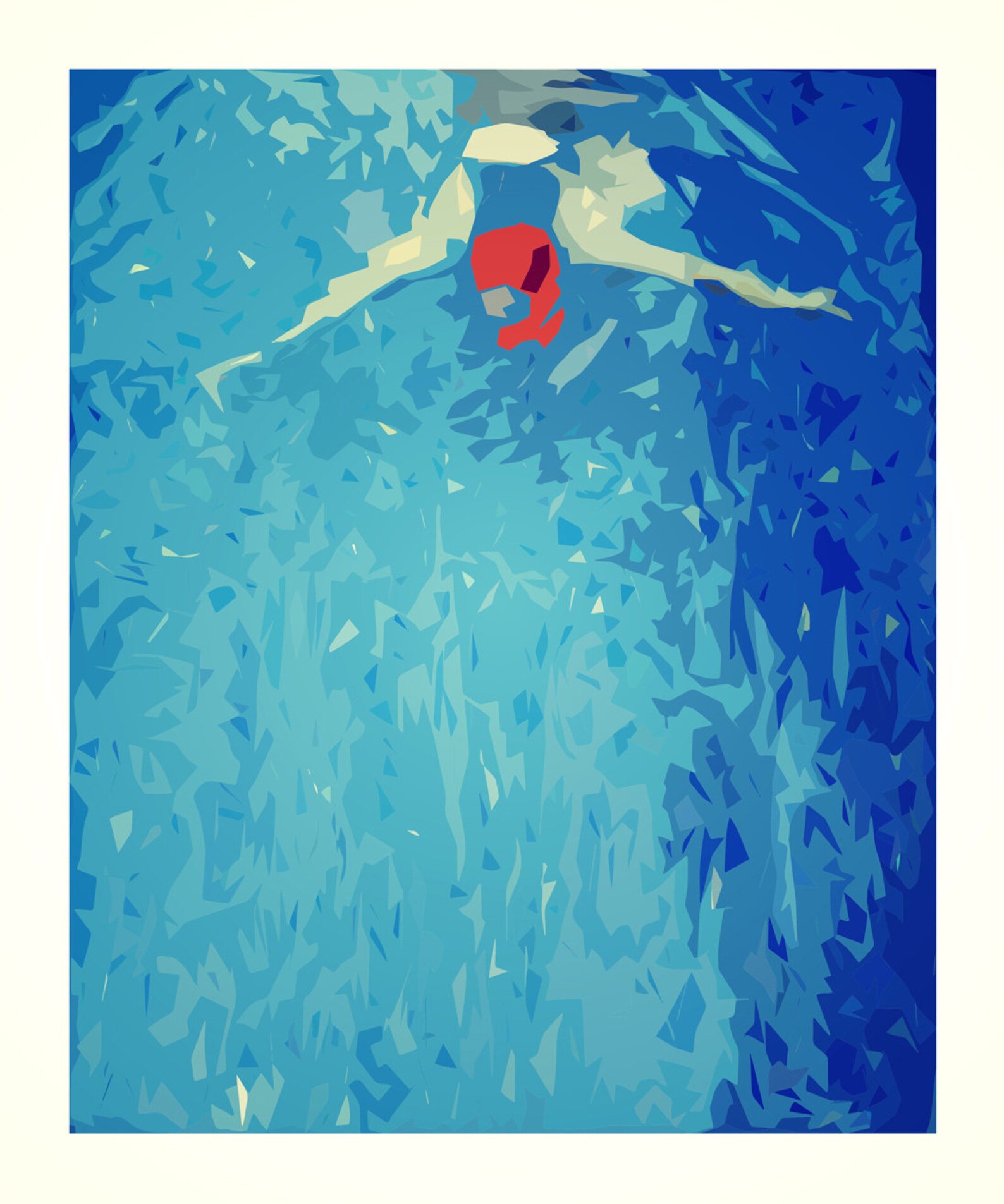 Swim Fine Art Print. Red Hair. Swimming Pool. Swimmer. Vintage Style ...