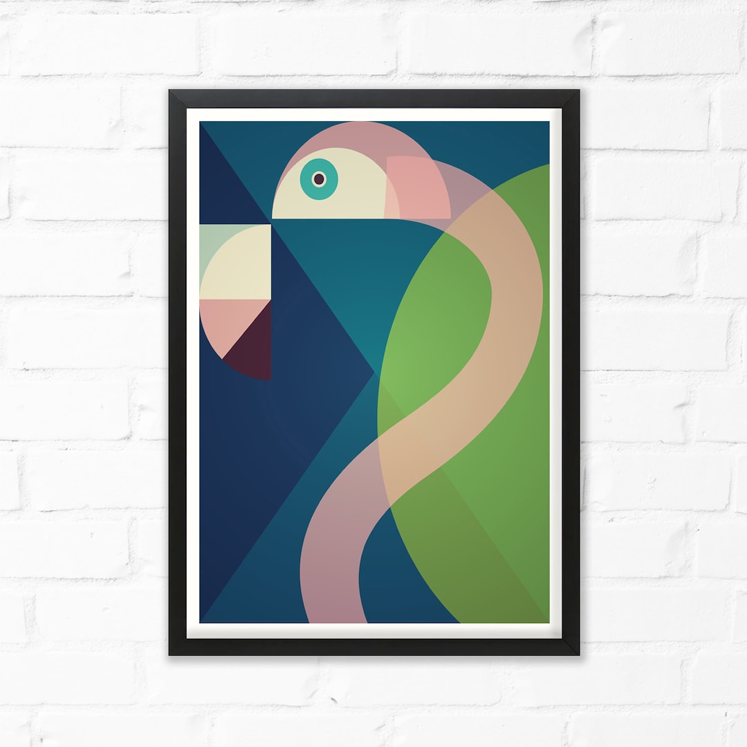 Mid Century Modern Flamingo Art Print, Retro Wall Decor - Etsy