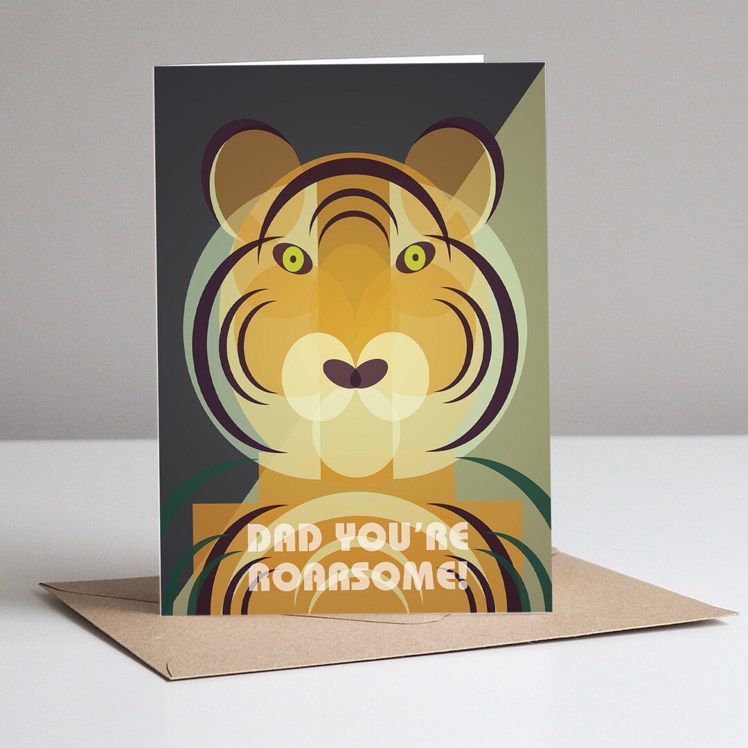 Dad You're Roarsome Father's Day Card Funky Design, Fathers Day Card ...