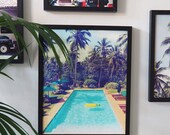 Vintage Style Pool Fine Art Print. Tropical Swimming Pool. - Etsy UK