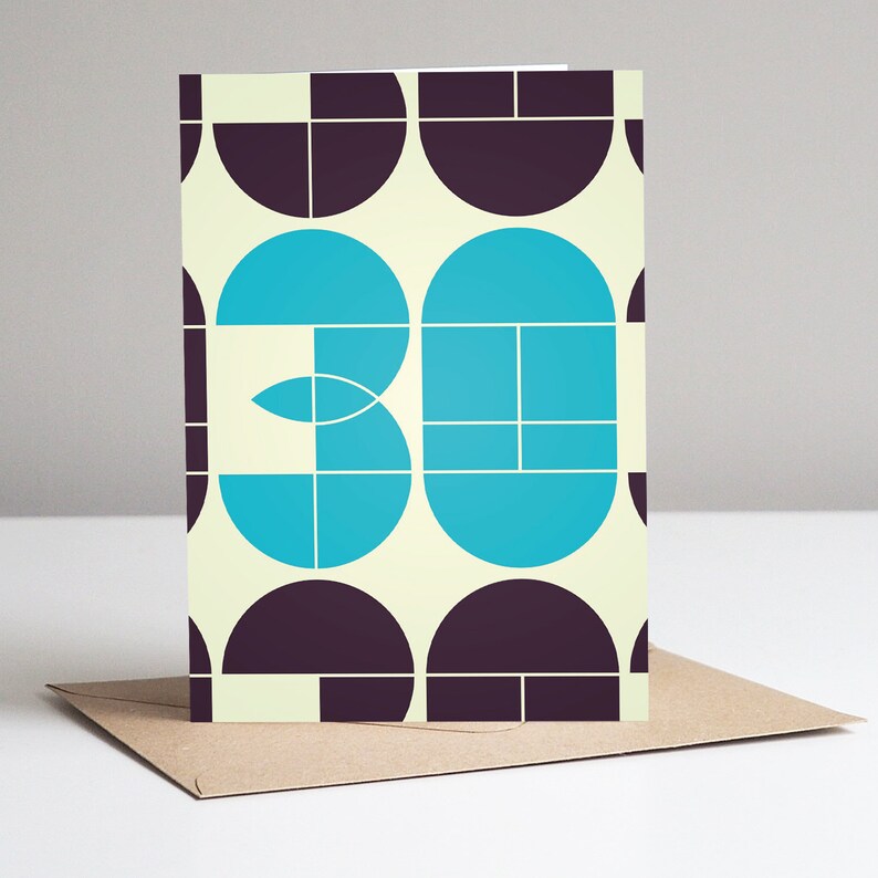30th Birthday or Anniversary Card, 30 Card, Number Card, Blank Card ...