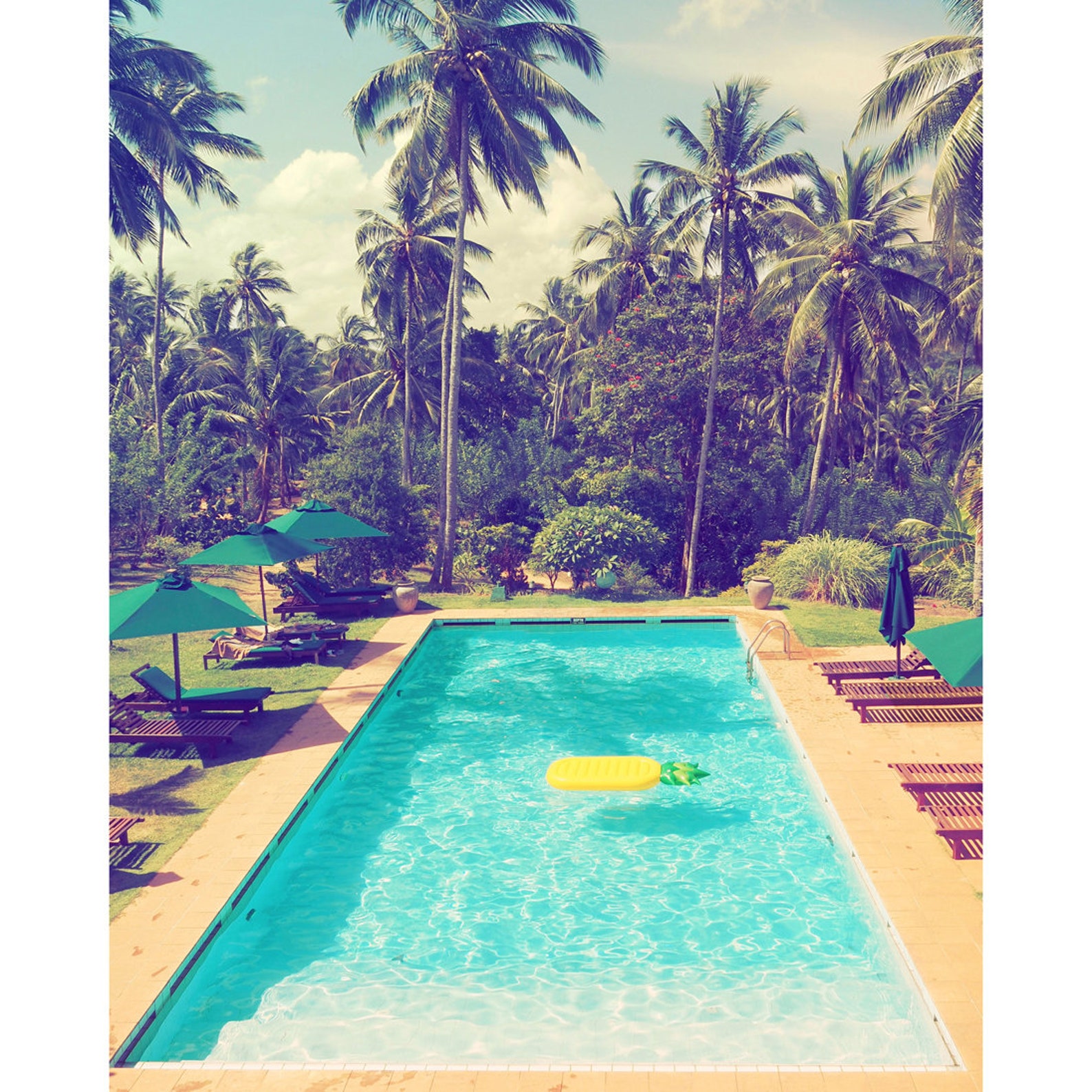 Vintage Style Pool Fine Art Print. Tropical Swimming Pool. | Etsy