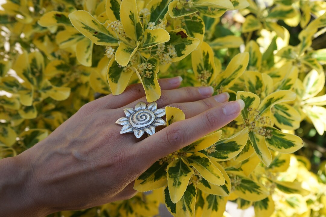 Sunflower Statement Ring, Adjustable Bohemian Jewelry - Etsy