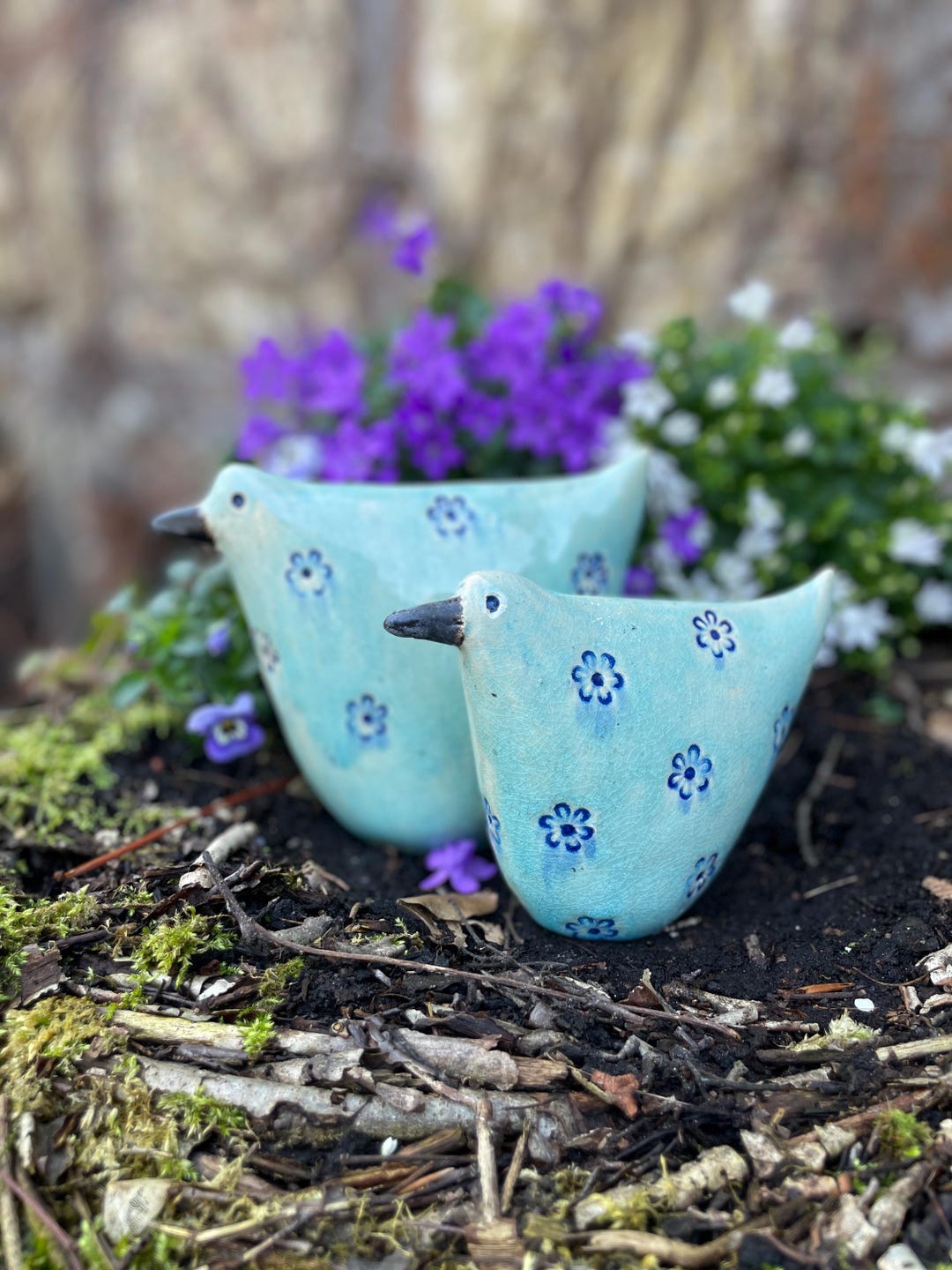 Ceramic Bird Handpotted | Garden Decoration for Plugging or Placing ...