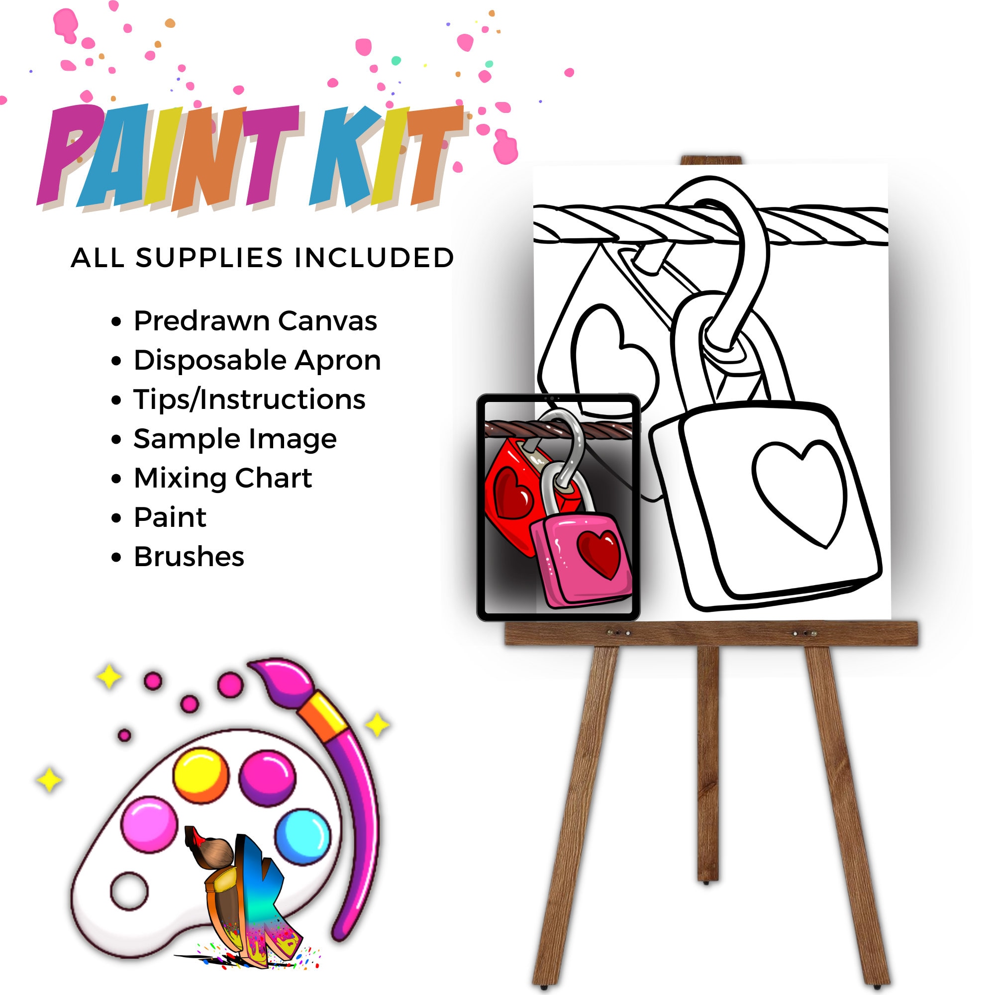Locks of Love DIY Paint Party Kit Acrylic Painting Sip and Paint Girls ...