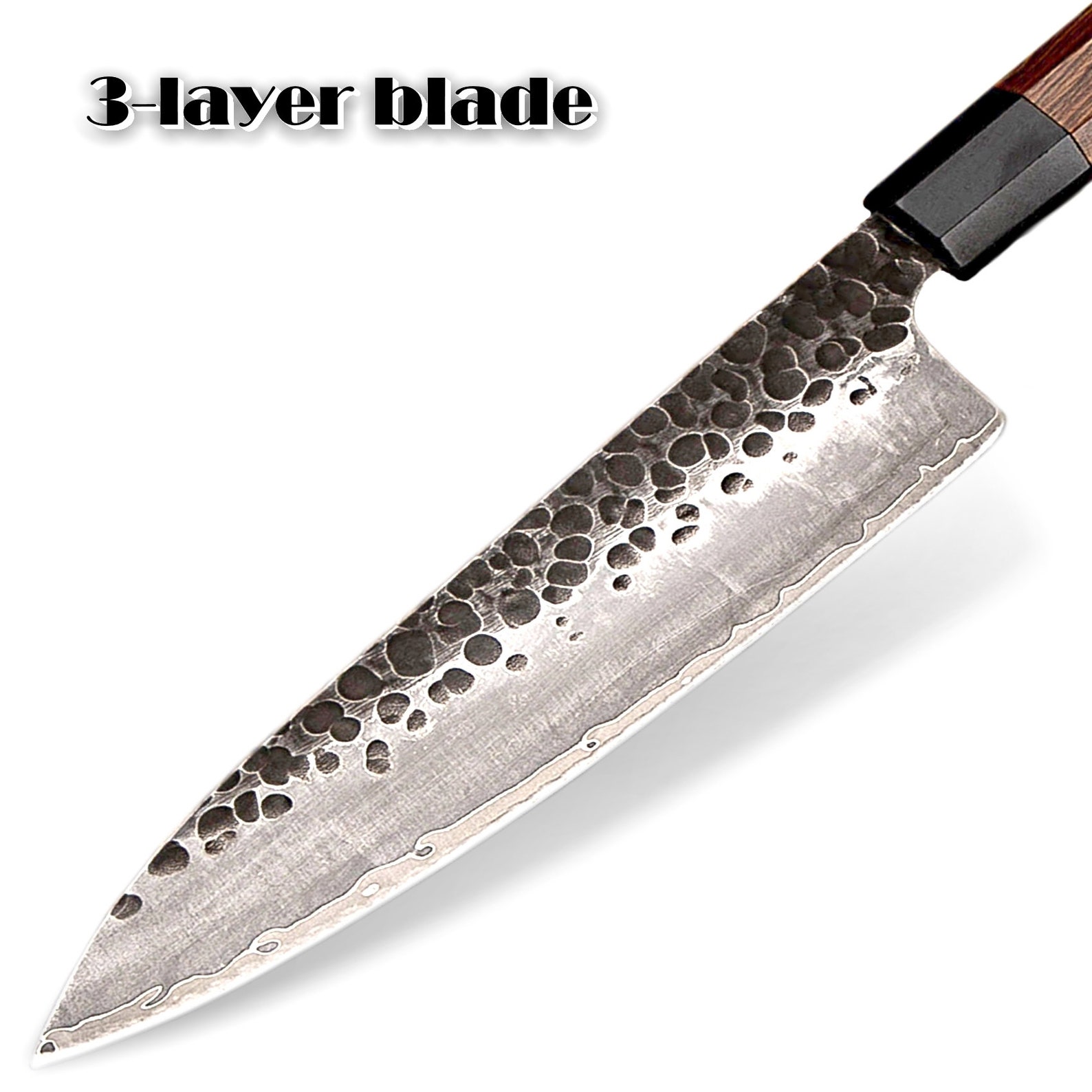 Hand Forged Chef Knife 3-layer Clad Steel Butcher Tools Kitchen Knives ...