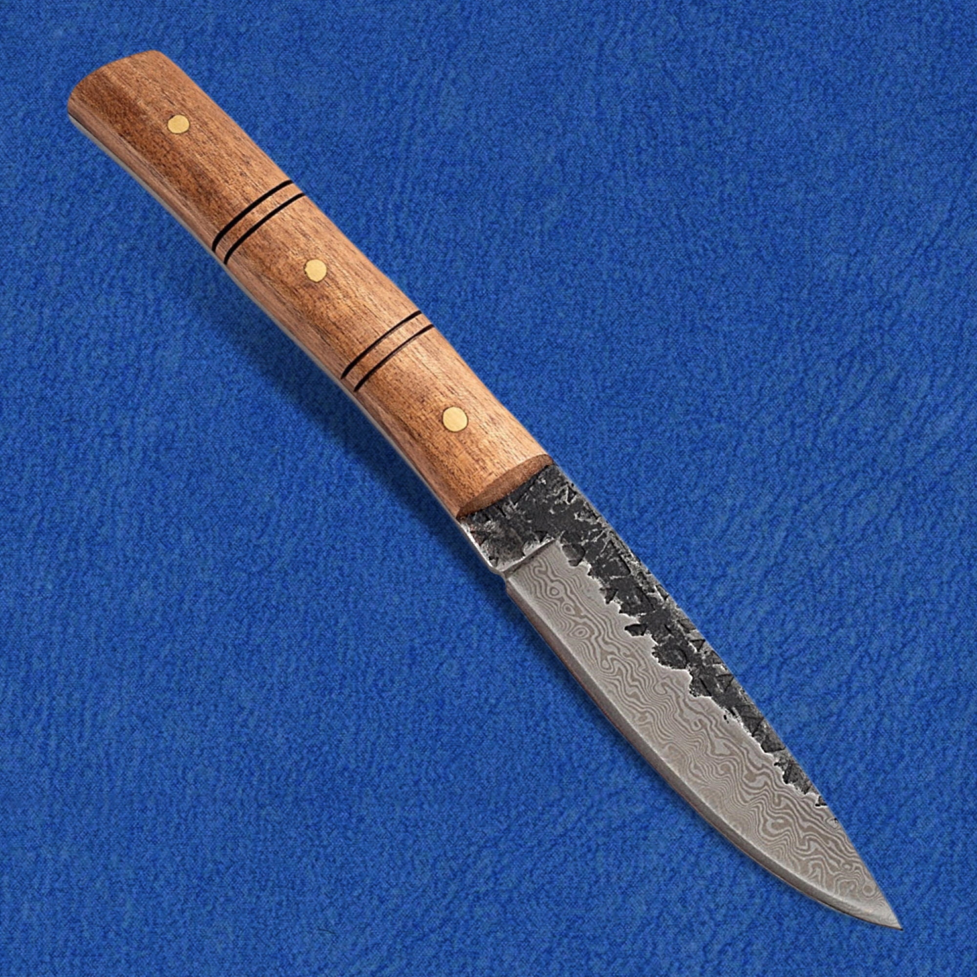 Hand Forged Hunting Knife Full Tang Rosewood Handle Hammered | Etsy