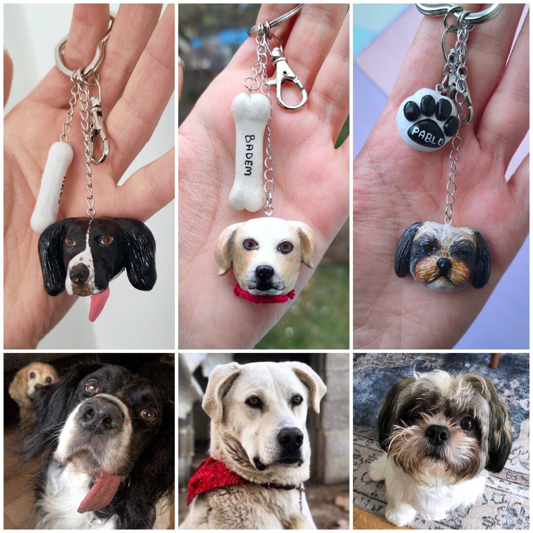 Custom Dog Portrait Keychain Pet Gifts, Dog Memorial, Special Gift ...