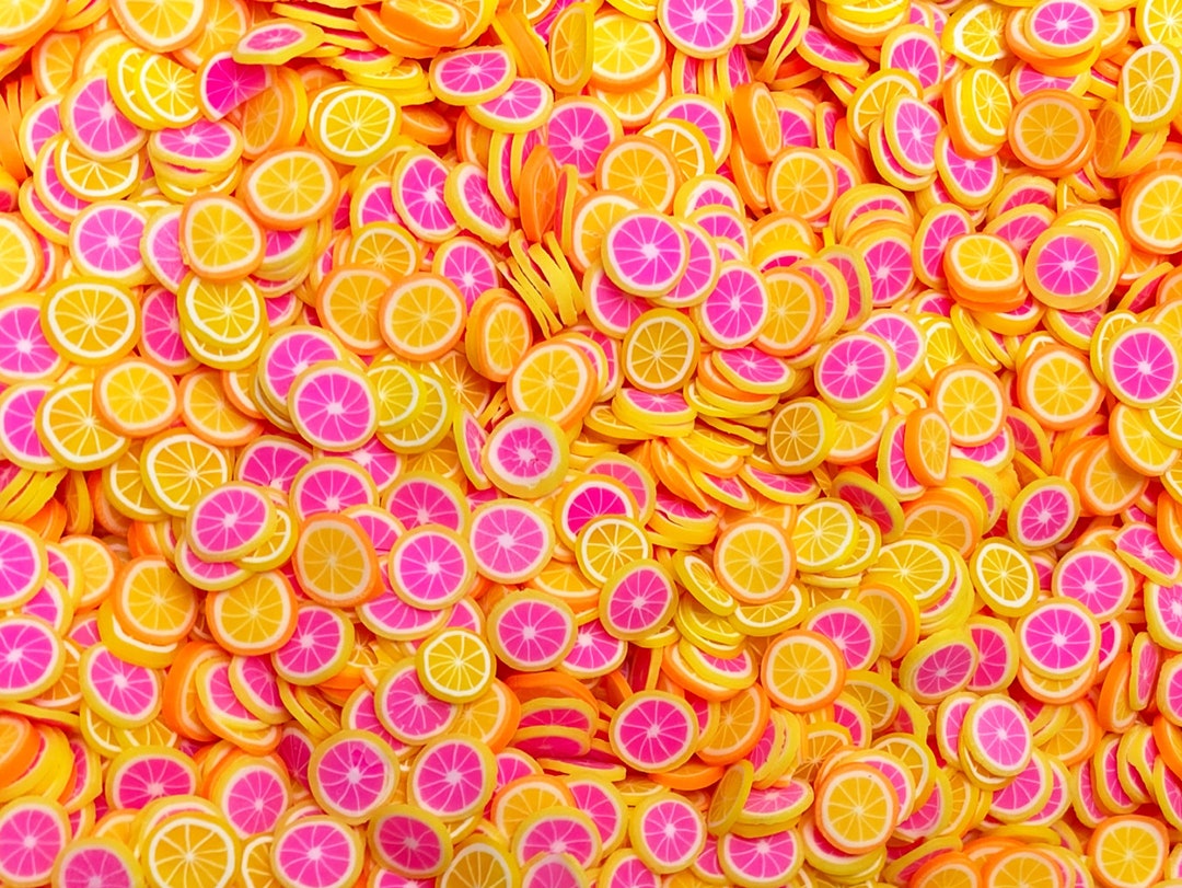 Citrus Fruit Mix Fimo Slices, Polymer Clay Slices, Nail Art Sprinkles ...