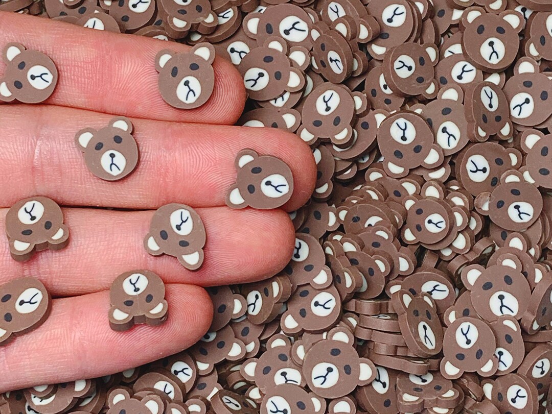 LARGE 10mm Teddy Bear Fimo Slices, Polymer Clay Christmas Sock, Nail ...