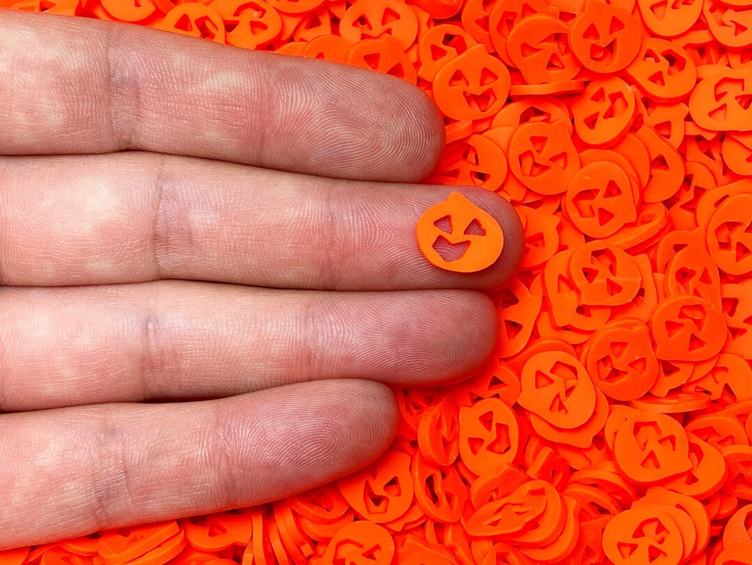 LARGE Pumpkin Jack-o-lantern Fimo Slices, Polymer Clay, Halloween Nail ...