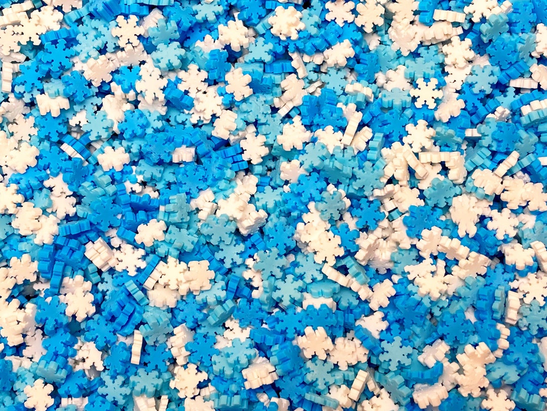 Blue and White Snowflake Sprinkles, Fake Winter Confetti, Decoden, High ...