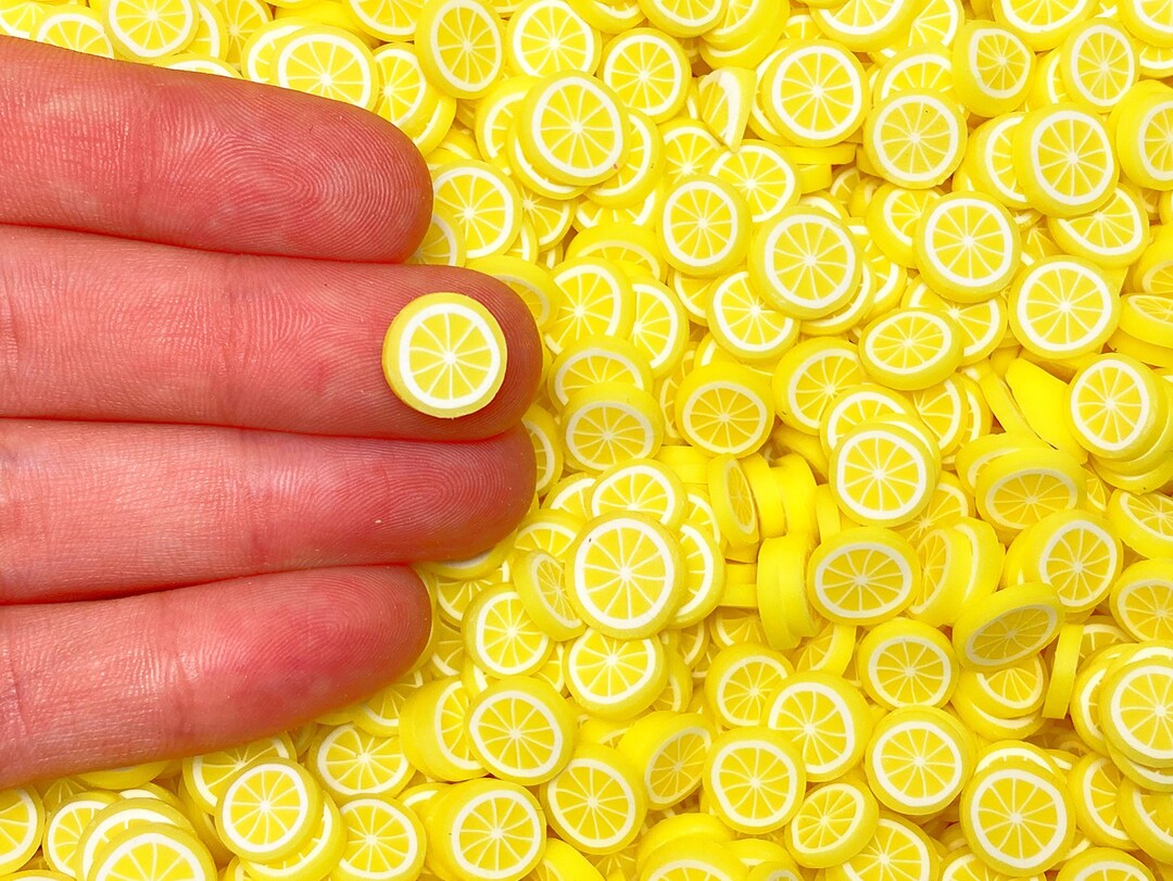 LARGE 10mm Lemon Fimo Slices, Fake Polymer Clay Slices, Free Shipping ...