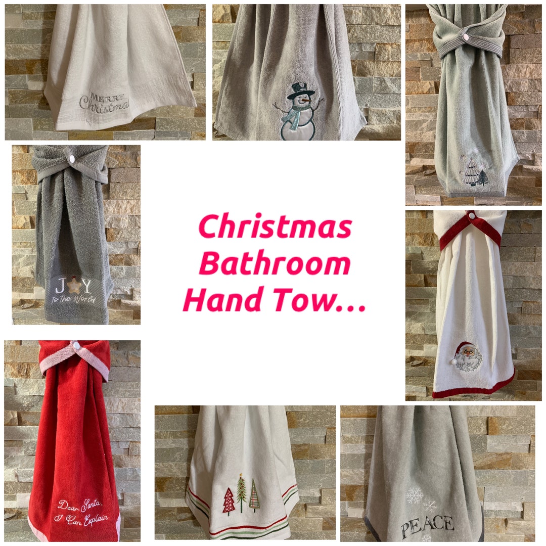 Christmas Snappy Bathroom Towel, Hanging Christmas Towel, Towel With ...