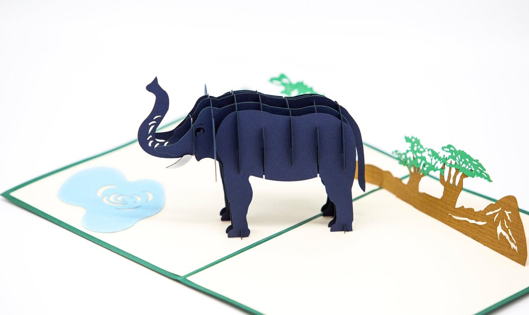 Elephant, 3D Folding Card, Pop Up - Etsy