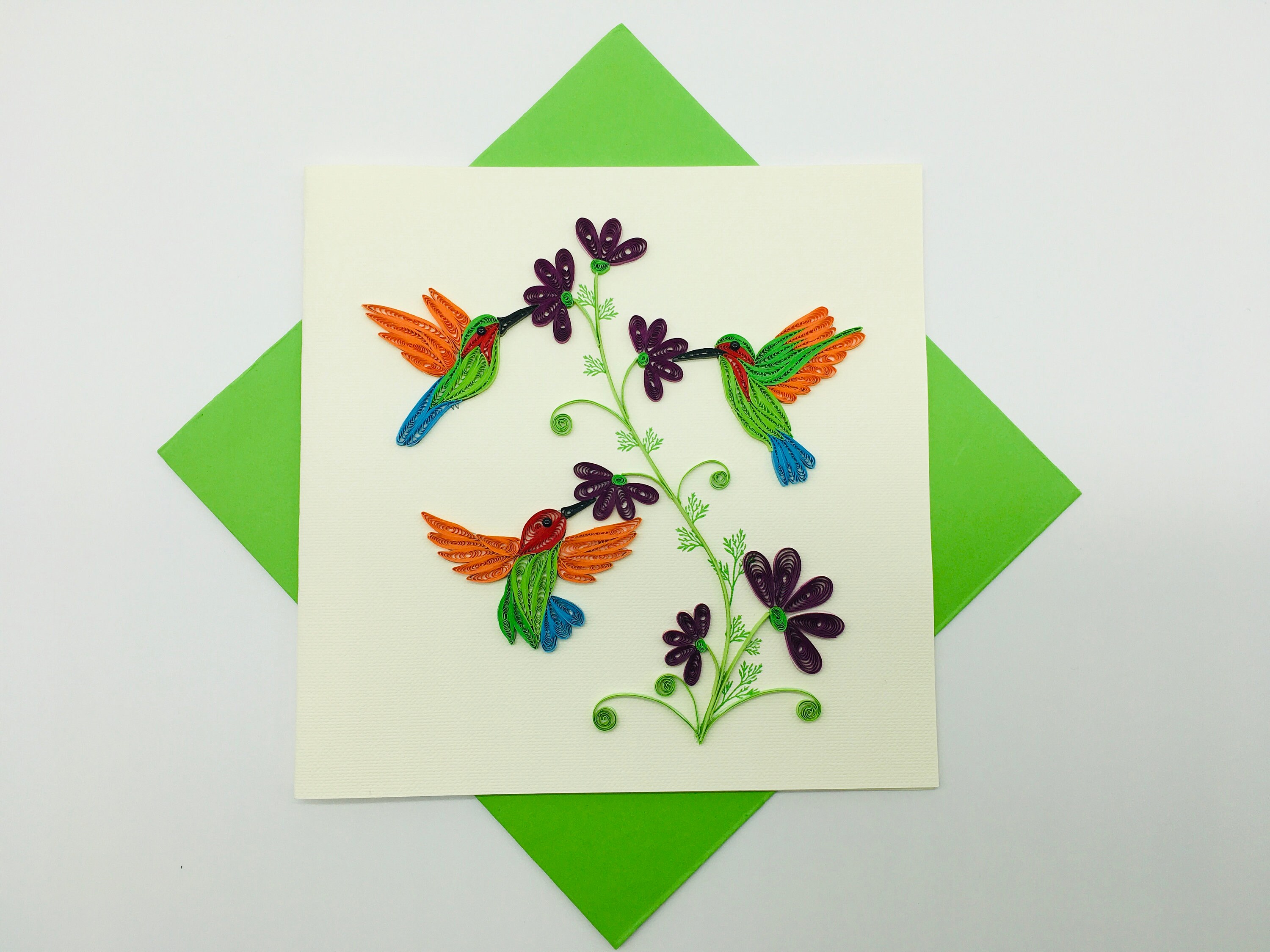 Hummingbird Trio Quilling Card, Hummingbird Trio Quilling Picture ...