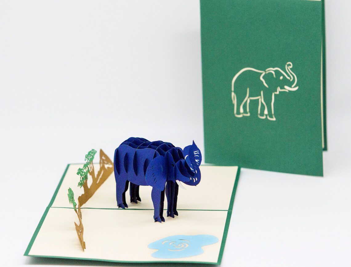 Elephant, 3D Folding Card, Pop Up - Etsy