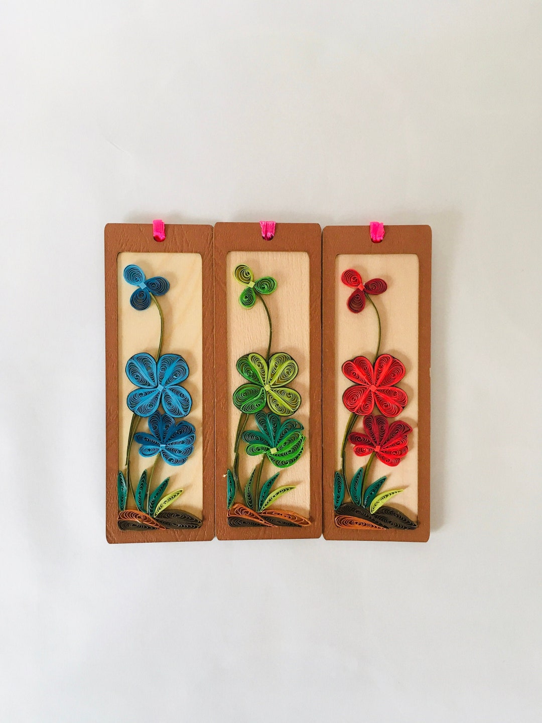 Lucky Clover Quilling Bookmark, Bookmark, Quilling Decoration, Quilling Ornament, Quilling ...