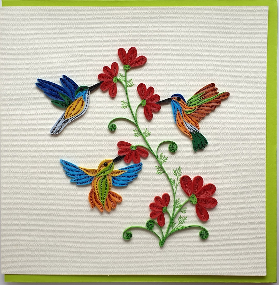 Hummingbird Trio Quilling Card Hummingbird Trio Quilling - Etsy