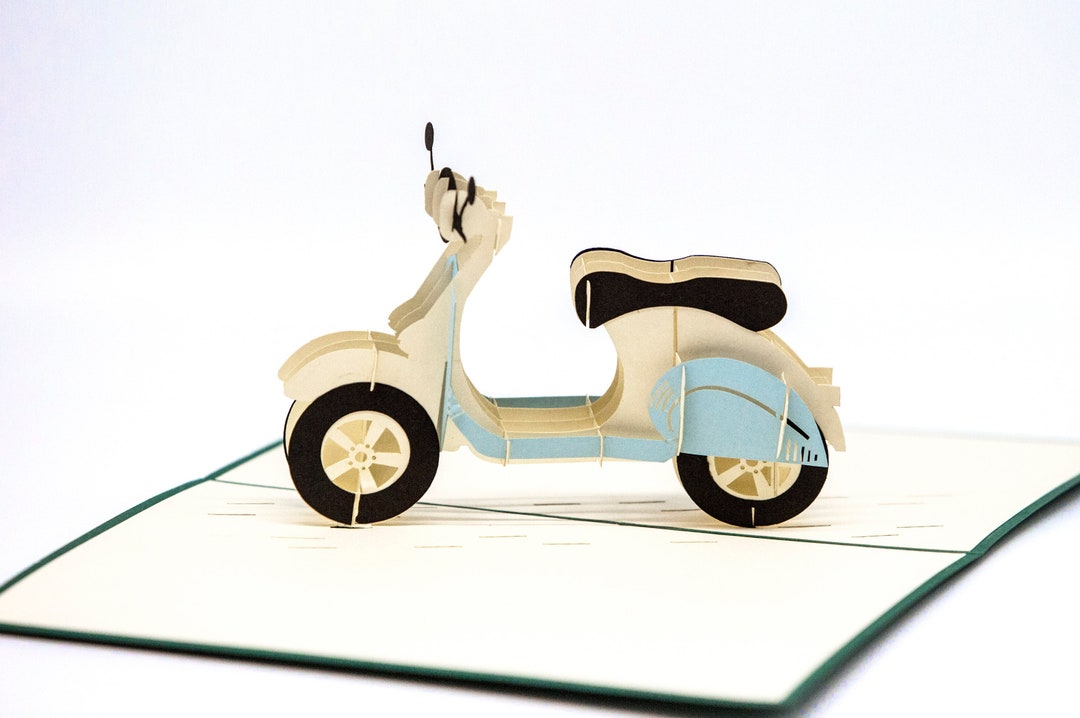 Motor Scooters in Various Colors, Scooter, Folding Card, 3D Card, Pop ...